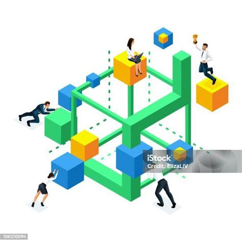 아이소메트릭 신경 아이콘 인간의 뇌의 신경 연결을 만드는 개념의 미니 사람들 작동 하 고 신경 연결을 만들 가지돌기에 대한 스톡 벡터 아트 및 기타 이미지 Istock