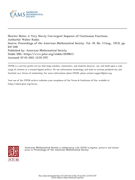 A Very Slowly Convergent Sequence Of Continuous Functions Pdf