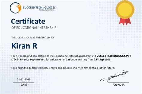 Kiran R On Linkedin Thrilled To Have Completed My Internship In The Finance Department At