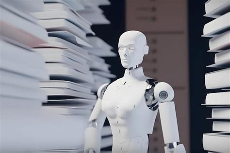 Premium Ai Image Android Robot For Working With Archive Documents