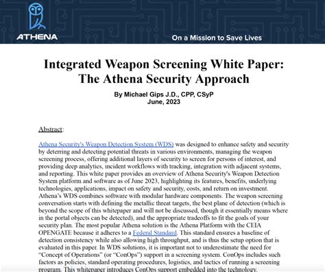 Athena Security White Paper Integrated Weapon Screening