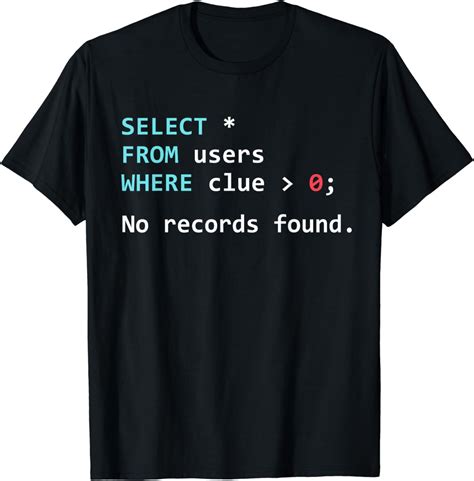 Sql Query Funny Sql Database Admin Programmer T Shirt