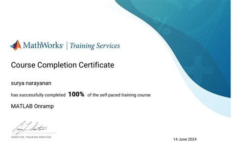 Surya Narayanan On Linkedin Matlab Certification