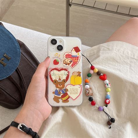 별하케이스 ️아이폰16 ️ 사랑의집 곰돌이 스트랩 폰 줄 케이스 아이폰 12 13 14 15 16 프로 프로맥스