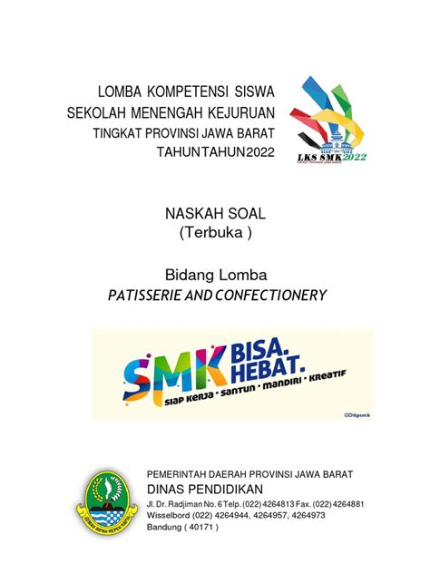 Naskah Soal Lks Prov Jabar Patisserie And Confectioney Dikonversi Pdf Confectionery Desserts