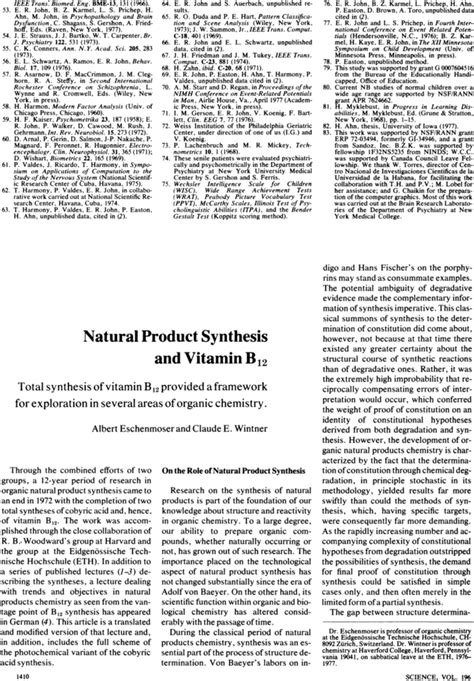 Natural Product Synthesis And Vitamin B Science