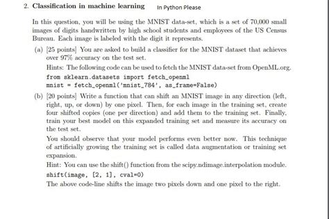 Solved Classification In Machine Learning In Python Chegg