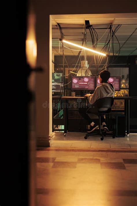 Cyber Security Encryption Specialist Solving Cyberattack Data Breach Stock Image Image Of