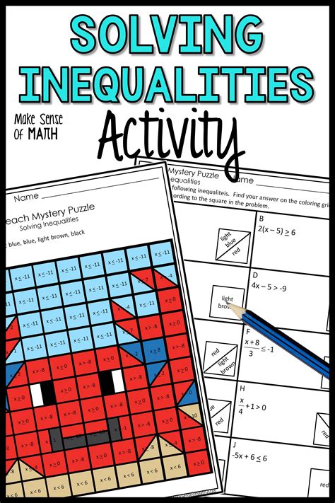 Solving Inequalities Coloring Activity Worksheet Two Step Inequalities Solving Inequalities