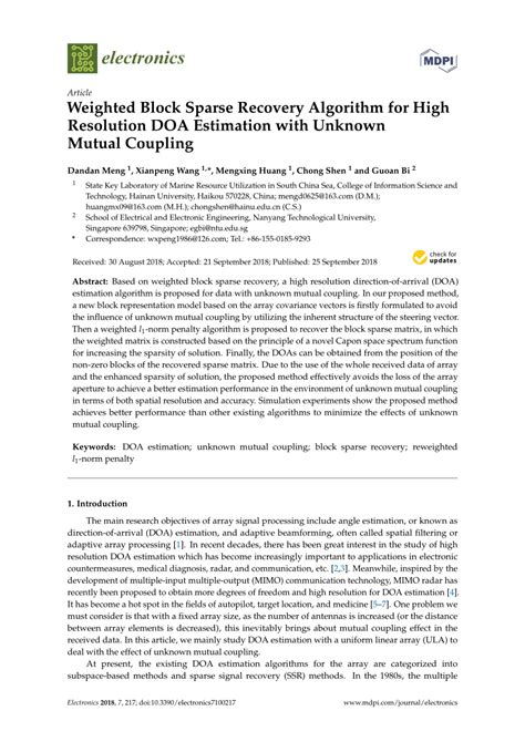 Pdf Weighted Block Sparse Recovery Algorithm For High Resolution Doa