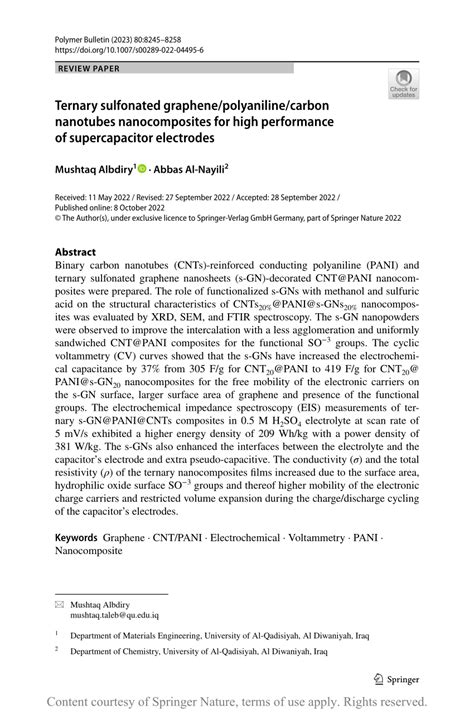Ternary Sulfonated Graphenepolyanilinecarbon Nanotubes Nanocomposites
