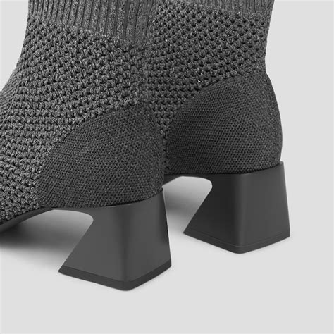 Melissa Square Toe Heeled Boots In Lava Gray Sustainable And Washable