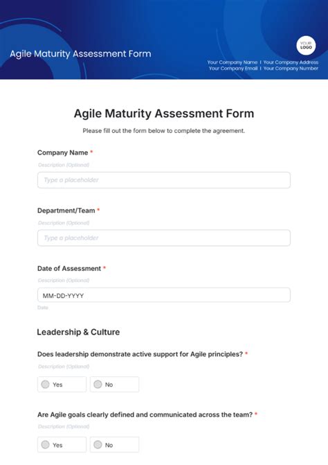 Free Agile Maturity Assessment Form Template To Edit Online
