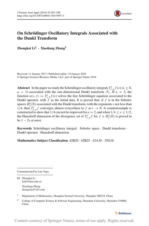 On Schrödinger Oscillatory Integrals Associated With The Dunkl Transform Request Pdf