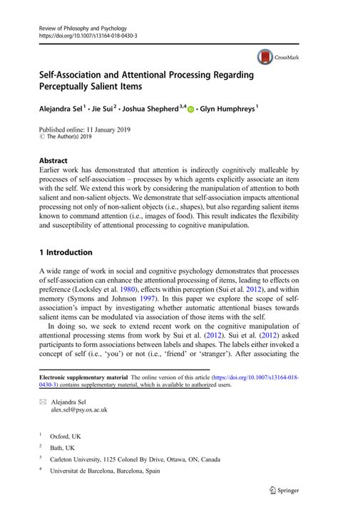 pdf self association and attentional processing regarding