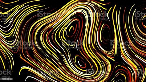 표면에 노란색 트레일과 같은 말린 선과 추상적 인 창조적 인 Bg 선은 컬 노이즈와 같은 소용돌이 패턴을 형성합니다 추상 3d 밝은 창조적 인 축제 Bg3d 렌더링 0명에