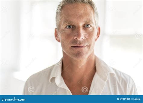 Portrait Of Attractive Year Old Man Stock Image Image Of Adult Grey