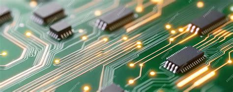 A Closeup Shot Of A Circuit Board Reveals Intricate Electronic Pathways In Macro Detail