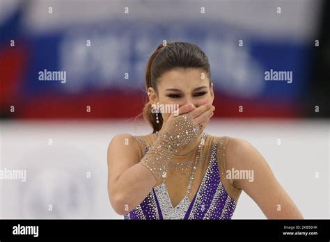 Sofia Samodurova Of Russia Reacts In The Ladies Free Skating During Day
