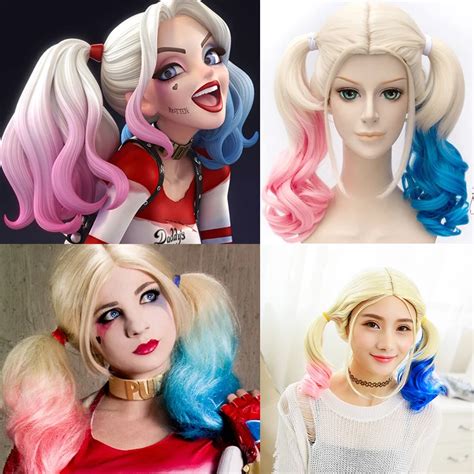 Hot Sale Anime Cosplay Hair Wigs Suicide Squad Harley Quinn Wig Ombre