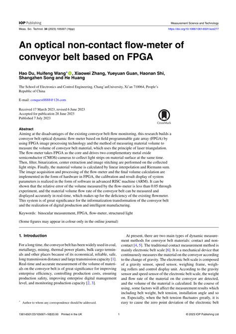 An Optical Non Contact Flow Meter Of Conveyor Belt Based On Fpga