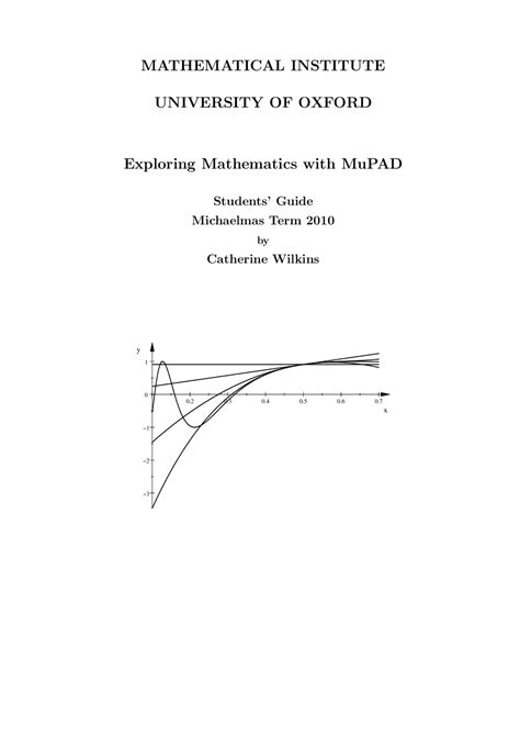 Mupad Introduction Lecture Notes Mathematics Prof Catherine
