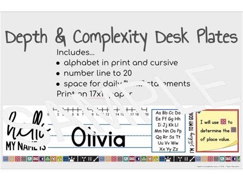 Depth And Complexity Desk Plates Kinder 3rd Grade The Center For Depth And Complexity