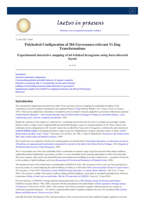 Pdf Polyhedral Configuration Of 384 Governance Relevant Yi Jing Transformationsexperimental