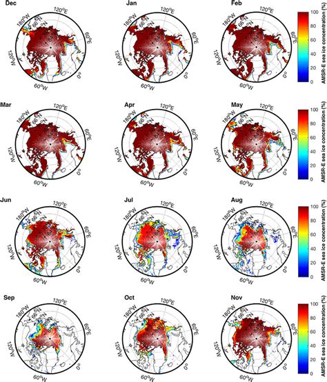 Monthly Distribution Of Amsr E Sea Ice Concentration In 2010 Download Scientific Diagram
