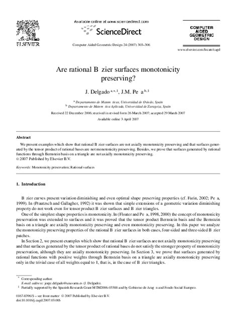 Pdf Are Rational Bézier Surfaces Monotonicity Preserving Juan Pena