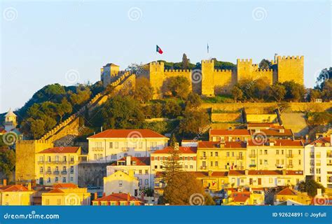 Lisbon Castle Sunset View Portugal Stock Image Image Of Jorge