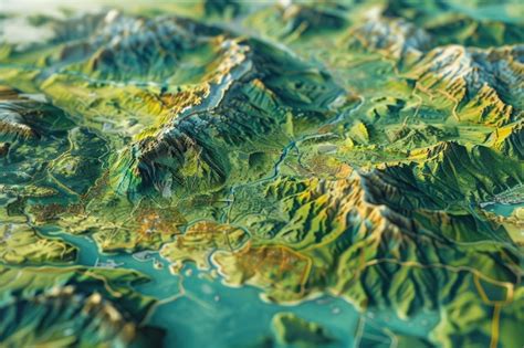 Detailed Topographic Map Shows Natural And Man Made Features Accurately Premium AI Generated Image
