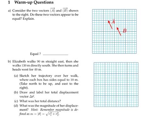 Solved Warm Up Questions A Consider The Two Vectors A Chegg Com