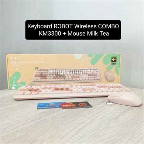 Jual Keyboard Robot Wireless Combo Km3300 Mouse Milk Tea Shopee Indonesia