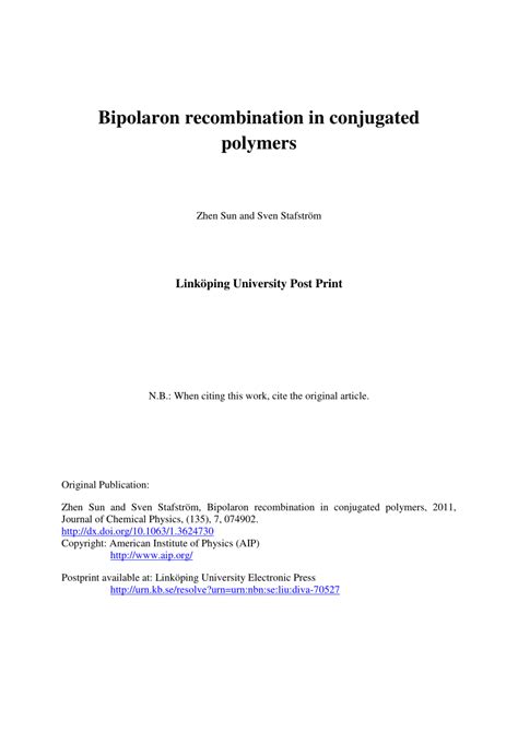 Pdf Bipolaron Recombination In Conjugated Polymers