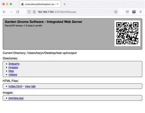 Using The Integrated Web Server Object2vr 4 Documentation Garden Gnome