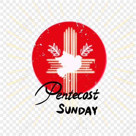 손으로 그린 만화 십자가 일러스트 비둘기 오순절 그림노랑빨간 Png 일러스트 무료 다운로드 Lovepik