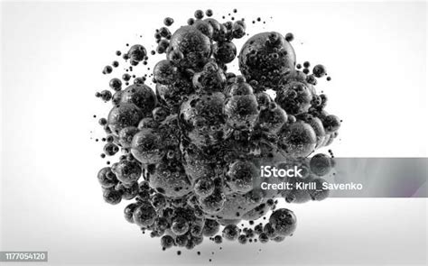 흰색 배경 추상 렌더링 3d 이미지에 제로 중력에 날아 거울 대리석 돌의 많은 작은 공 0명에 대한 스톡 사진 및 기타 이미지 0명 3차원 형태 강철 Istock