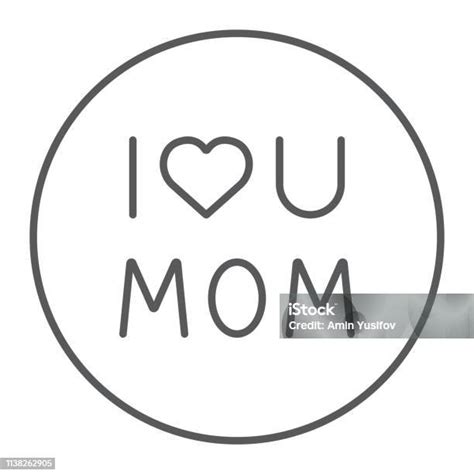 나는 엄마의 얇은 라인 아이콘 텍스트와 어머니 사랑 엄마 편지 기호 벡터 그래픽 흰색 바탕에 선형 패턴을 사랑 해요 10에 대한