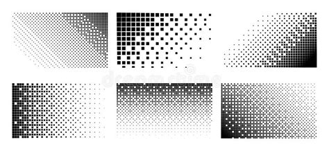 Disintegration Background Dotted Pattern Banners Set Stock