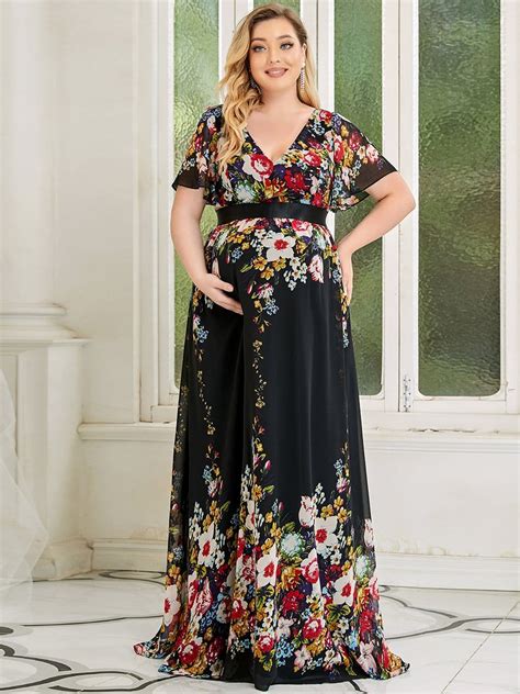 Floral Dresses With Sleeves For Plus Size