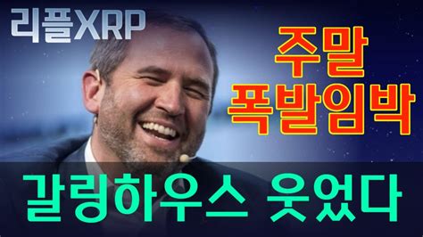리플 Xrp 주말 폭발 임박 갈링하우스 웃었다 Youtube