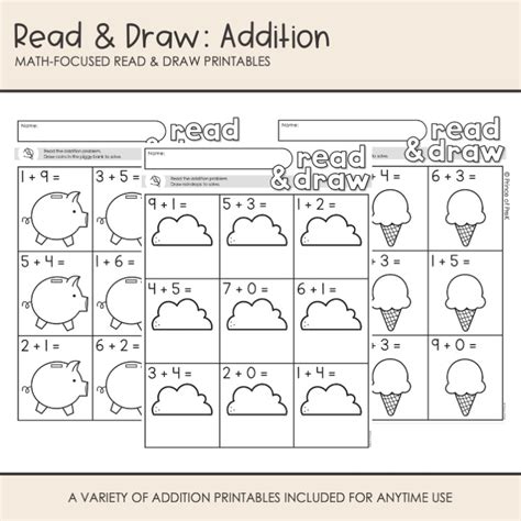Math Read And Draw Addition To 10 Sums To 10 Kinder Addition 1st