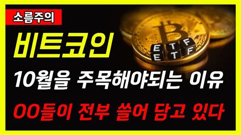 비트코인 전망 10월을 주목해야되는 이유 Oo들이 전부 쓸어 담고 있다 Youtube