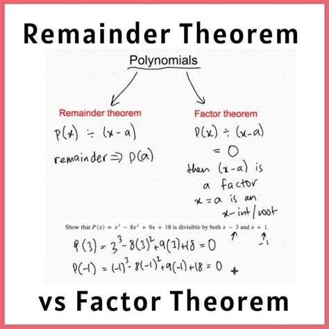 The Remainder And Factor Theorem Of Polynomials Math Maths