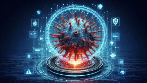 Digital Representation Of A Virus In Cybersecurity Context Stock