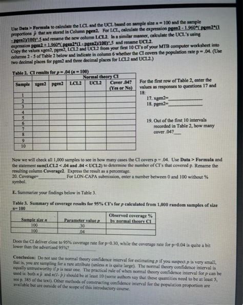 Use Data Formula To Calculate The LCL And The UCL Chegg Com