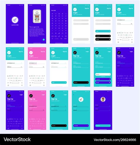 Wireframe Ui Kit For Login And Sign Up Royalty Free Vector