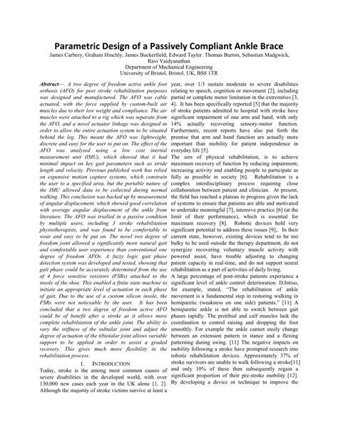 Pdf Parametric Design Of An Active Ankle Foot Orthosis With Passive Compliance