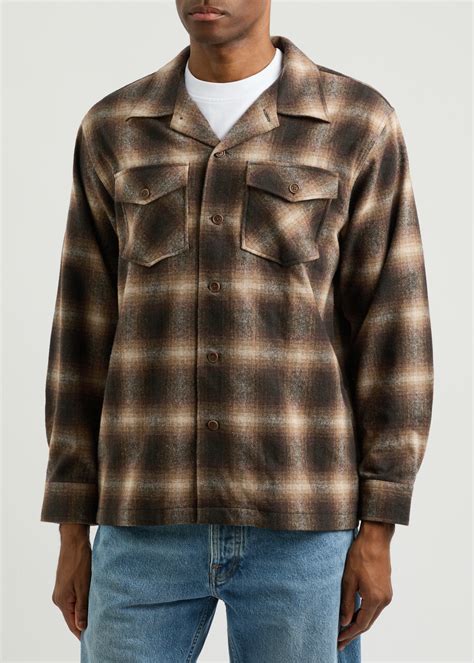 Nudie Jeans Vincent Checked Wool Blend Shirt Brown Nudie Jeans Co